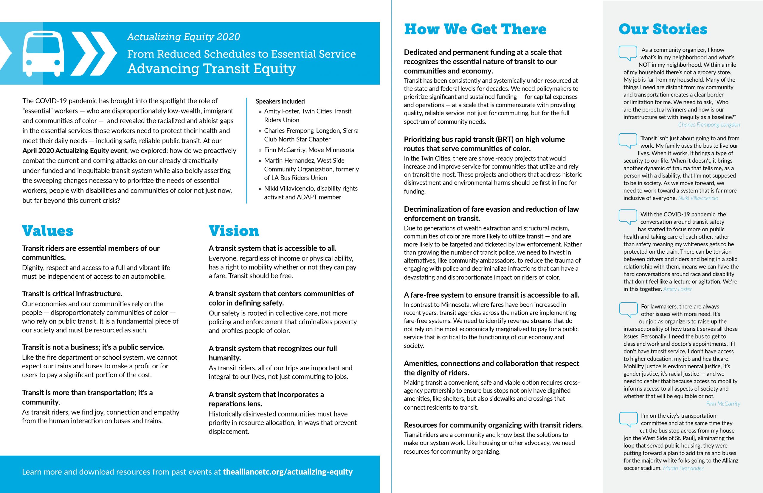 Actualizing Equity Recap: Advancing Transit Equity • The Alliance