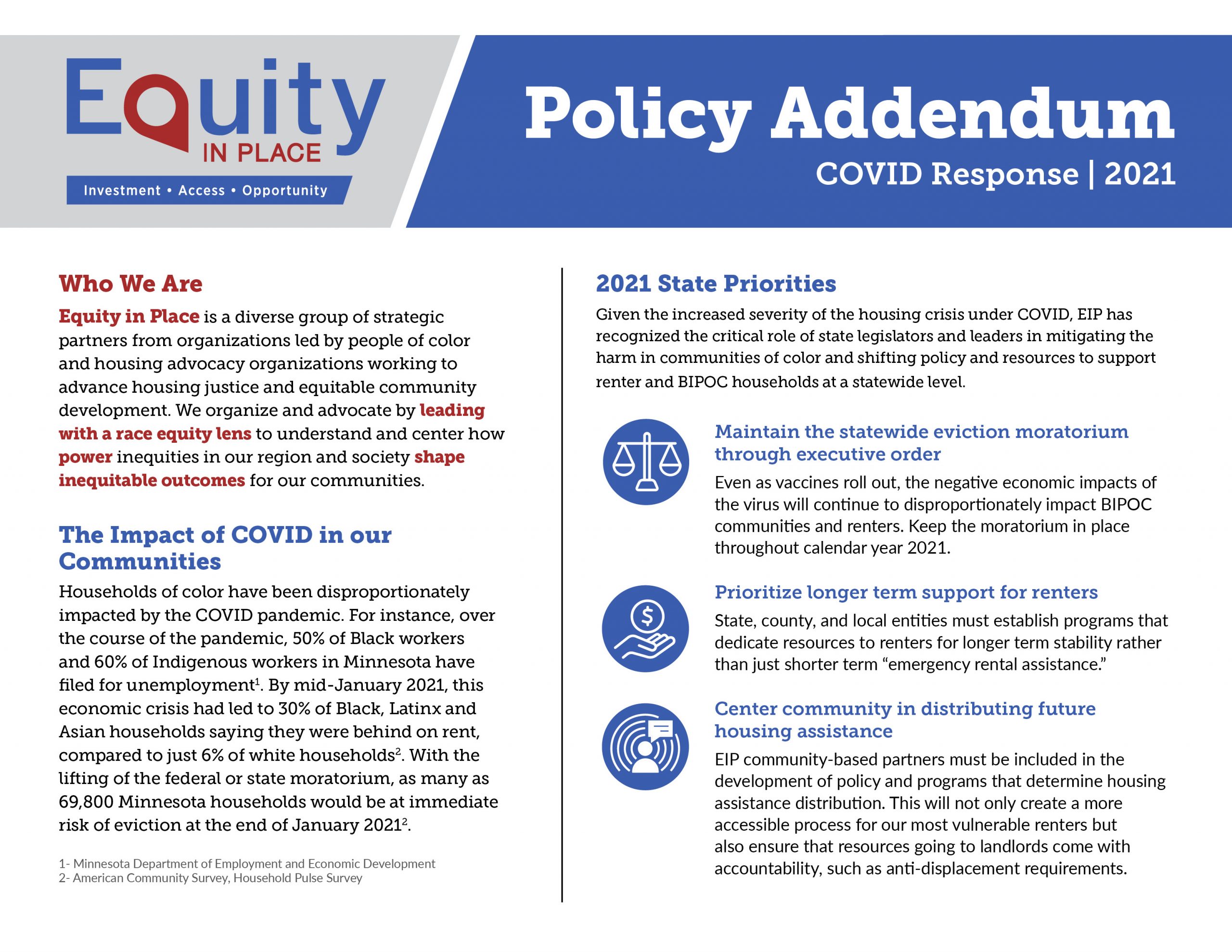 Equity in Place Policy Addendum addresses housing justice and stability ...